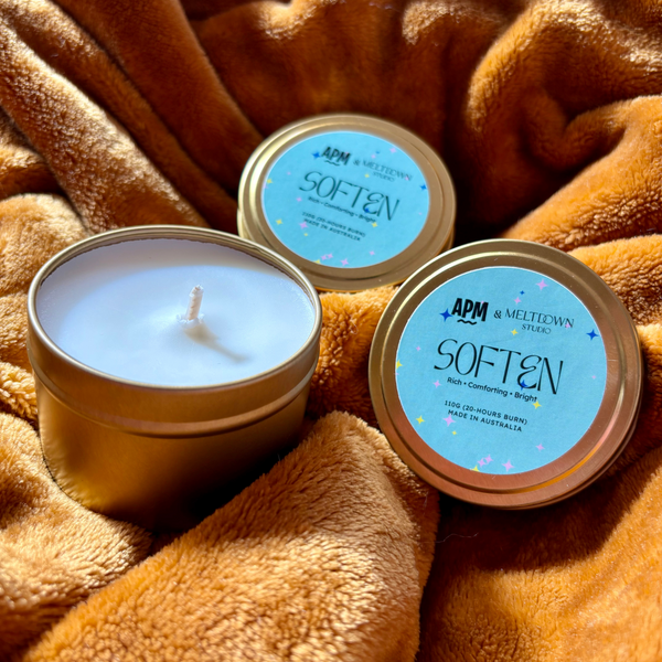 SOFTEN - A Plus Mini Tinnie | Scented Soy Candle – Meltdown Studio